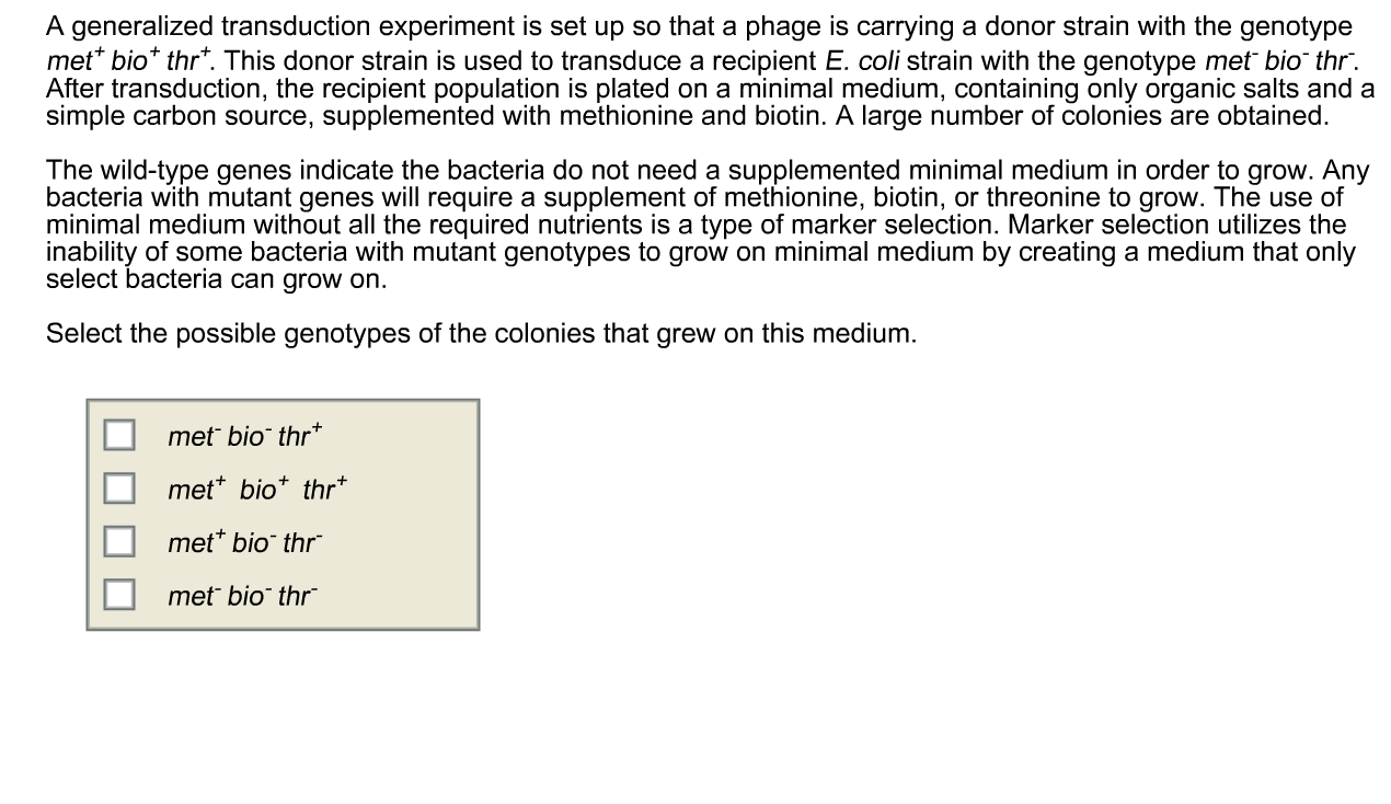 Solved A generalized transduction experiment is set up so | Chegg.com