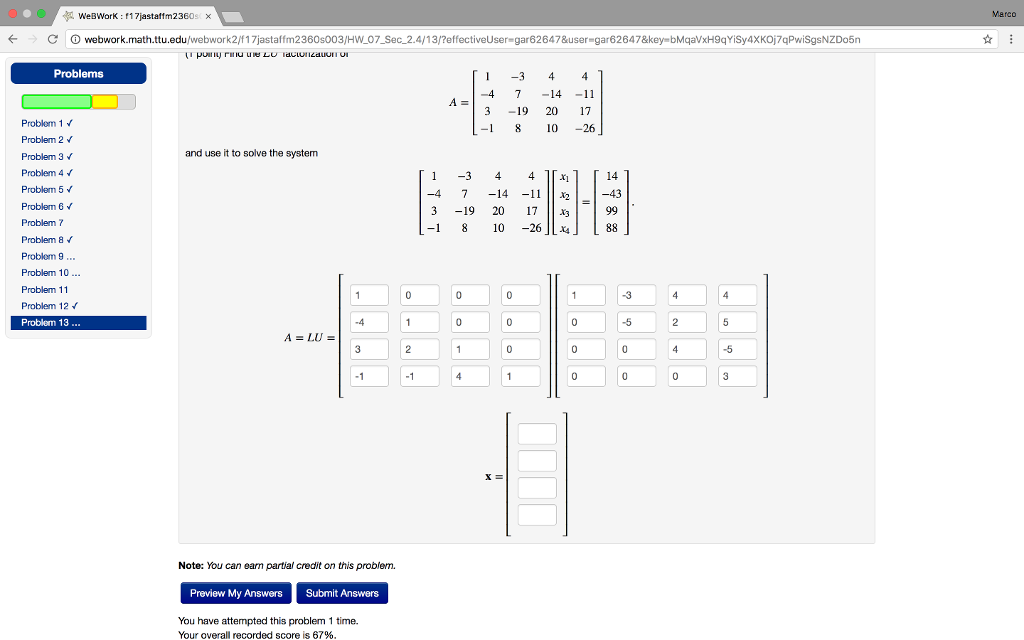 Solved WeBWorK : f1 7jastaflm2360s × Marco C | Chegg.com