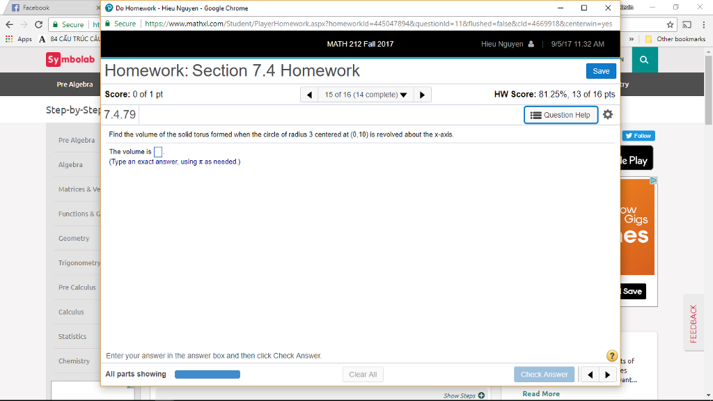 Solved fl Facebook Do Homework - Hieu Nguyen - Google Chrome | Chegg.com