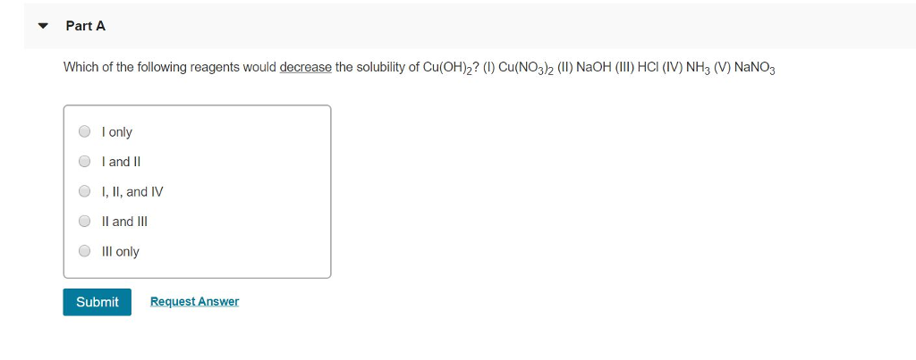 Solved Part A Which of the following reagents would decrease | Chegg.com