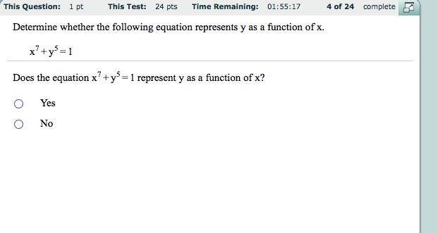 Solved Determine whether the following equation represents y | Chegg.com