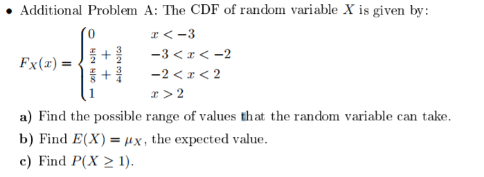 Solved Additional Problem A The Cdf Of Random Variable X Is 5495