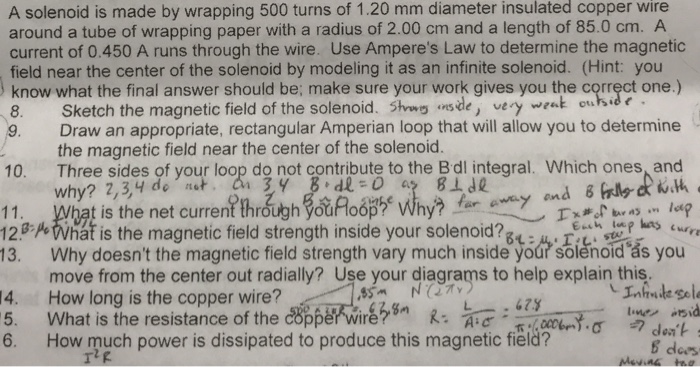 Solved A solenoid is made by wrapping 500 turns of 1.20 mm | Chegg.com