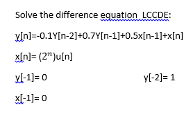 Solved Solve the difference equation LCCDE: | Chegg.com
