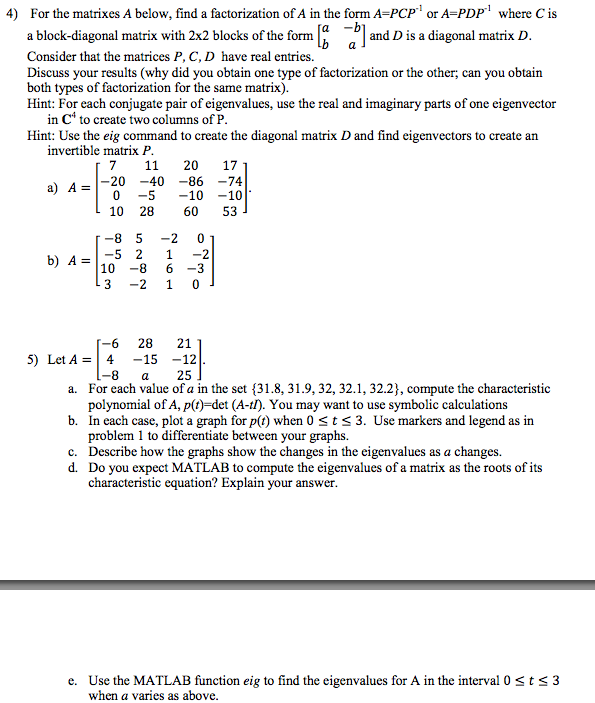 For the matrixes A below, find a factorization of A | Chegg.com