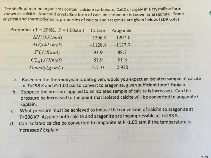 Solved The shells of marine organisms contain calcium | Chegg.com