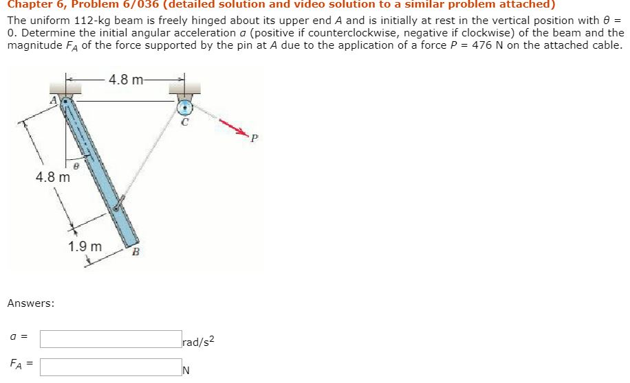 Solved Chapter 6, Problem 6/036 (detailed solution and video | Chegg.com