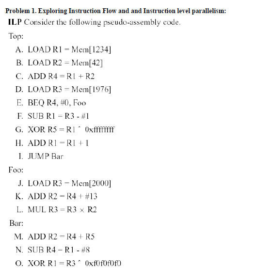 Problem 1. Exploring Instruction Flow and and | Chegg.com
