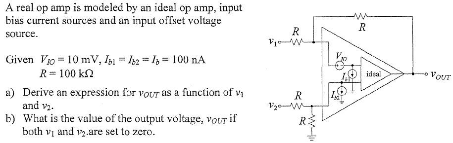 Solved A real op amp is modeled by an ideal op amp, input | Chegg.com