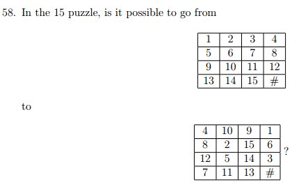 Solved In the 15 puzzle, is it possible to go from | Chegg.com