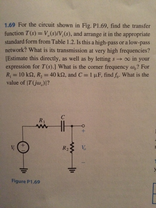 Solved For the circuit shown in Fig. P1.69, find the | Chegg.com