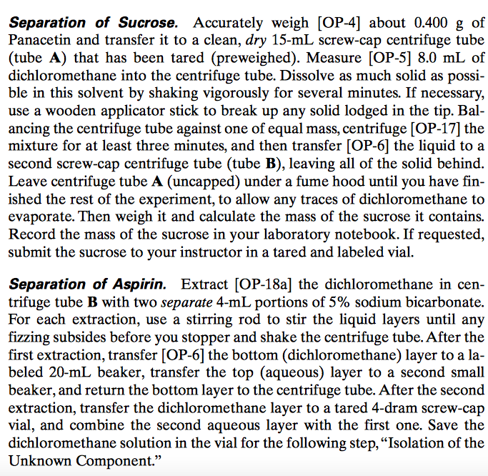 Separation of Sucrose. Accurately weigh [OP-4] about | Chegg.com