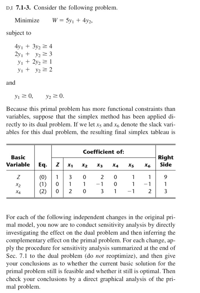 Solved D,I 7.1-3. Consider the following problem Minimize | Chegg.com