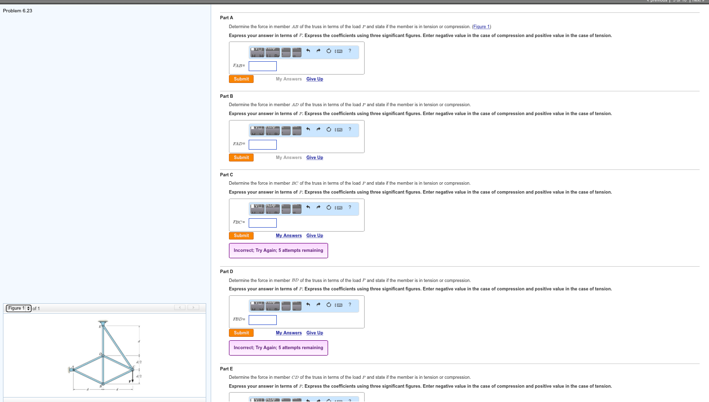 Solved Determine The Force In Member Ab Of The Truss In
