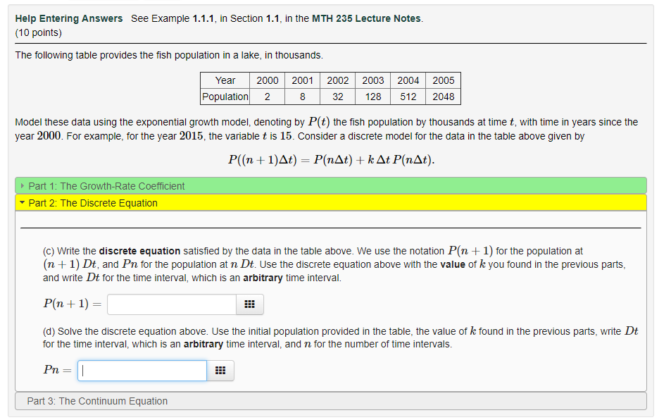 Solved a)Write the discrete equation satisfied by the data | Chegg.com