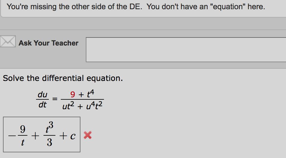 Solved Solve the differential equation. du/dt = 9 + | Chegg.com