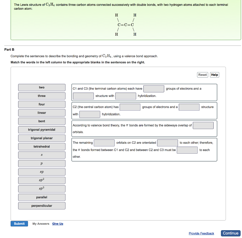 Solved The Lewis structure of C3H4 contains three carbon | Chegg.com
