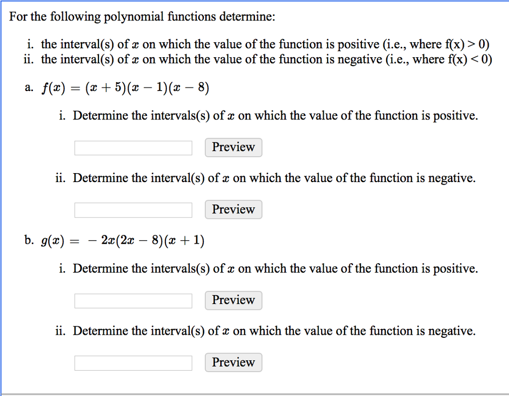 Solved For the following polynomial functions determine: i. | Chegg.com