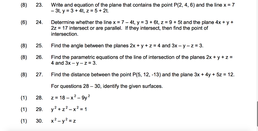 Solved Write and equation of the plane that contains the | Chegg.com