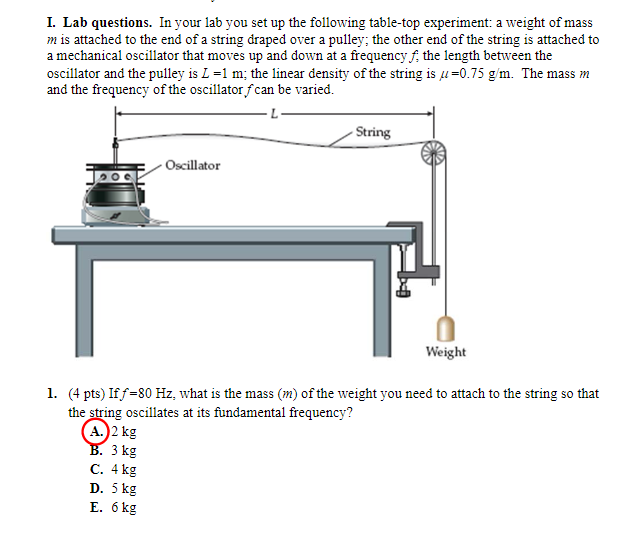 Solved I. Lab questions. In your lab you set up the | Chegg.com