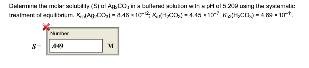 Solved Determine the molar solubility (S) of Ag2CO3 in a | Chegg.com