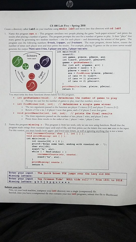 Solved up CS 100 Lab Five Spring 2018 s g Name this program | Chegg.com