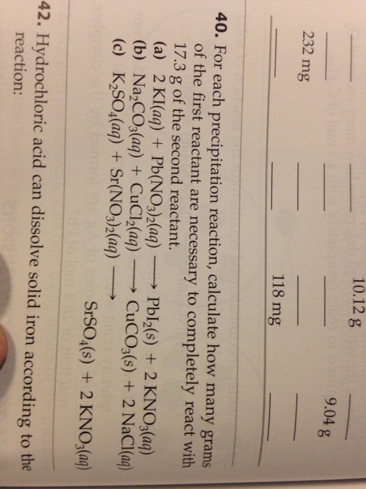 Solved For each precipitation reaction, calculate how many | Chegg.com