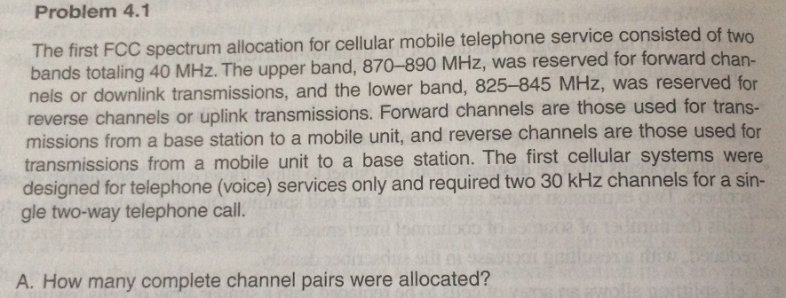 Solved The first FCC spectrum allocation for cellular mobile | Chegg.com