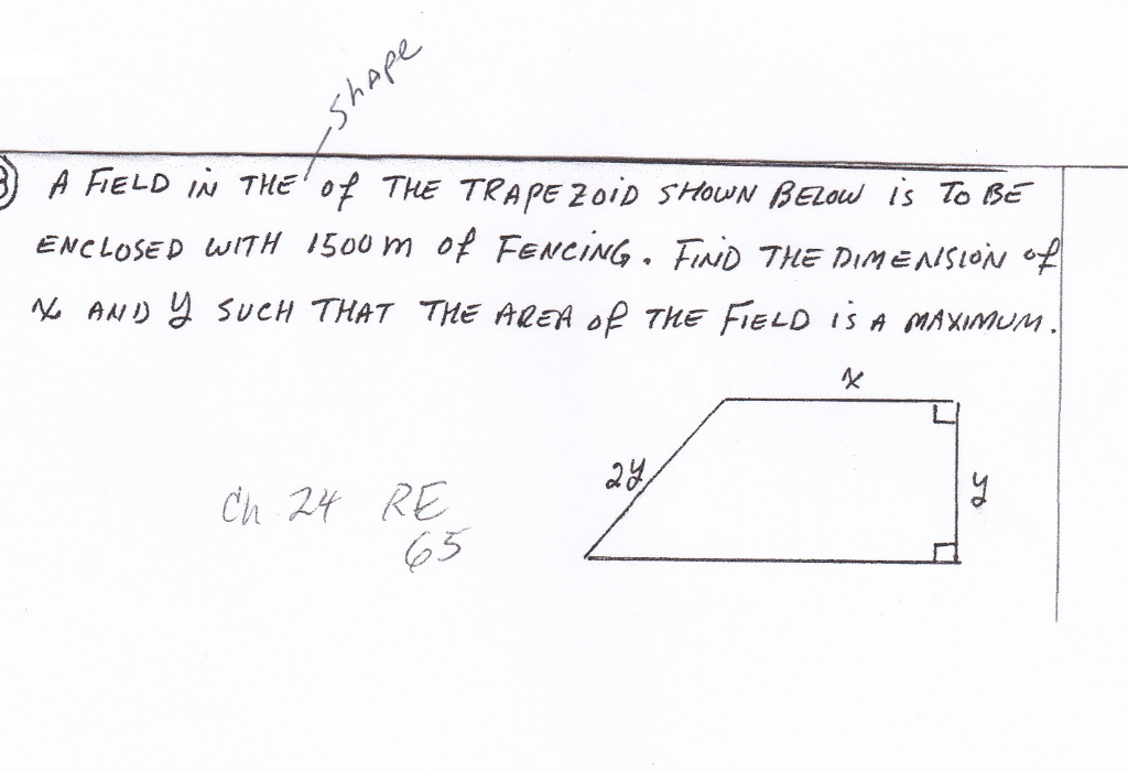 Solved A field in the of the Trapezoid shown below is to be | Chegg.com