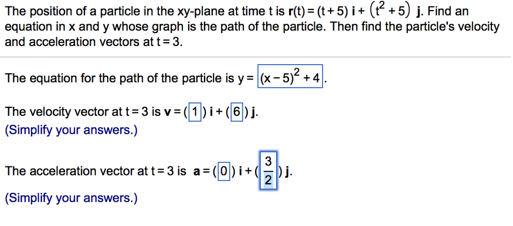 Solved The position of a particle in the xy-plane at time t | Chegg.com