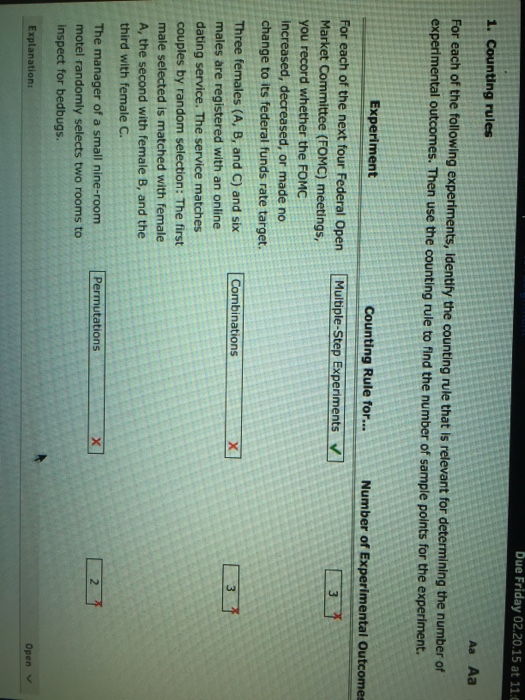 Solved Due Friday 02.20.15 at 11 1. Counting rules Aa Aa For | Chegg.com