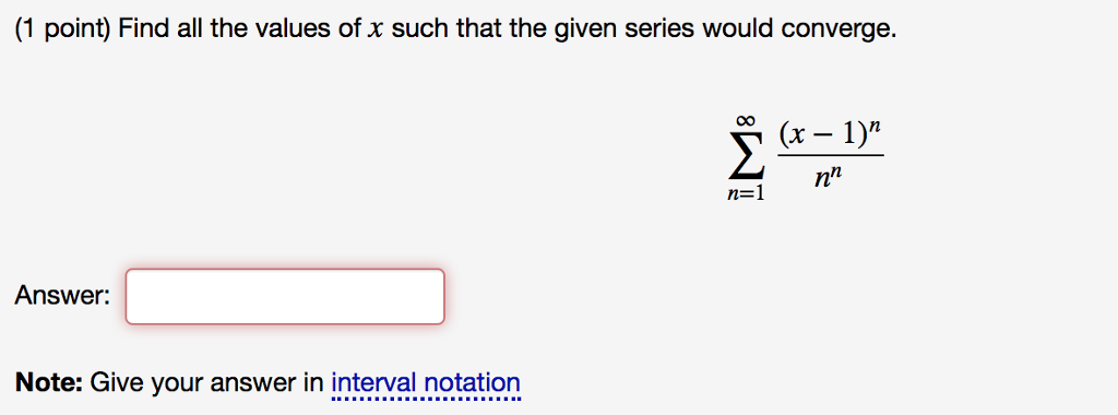 Solved (1 point) Find all the values of x such that the | Chegg.com