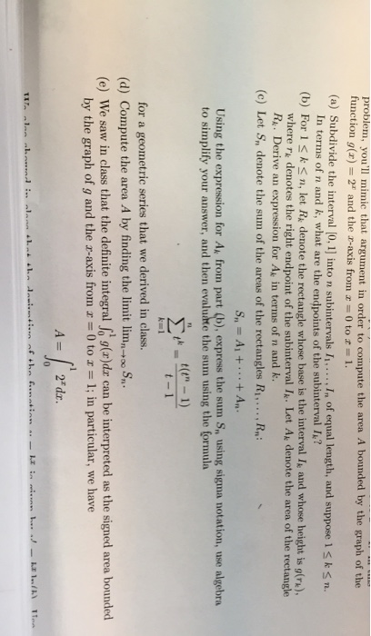 Solved Subdivide the interval [0, 1] into n subintervals | Chegg.com
