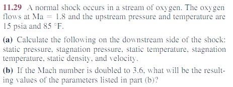 Solved A normal shock occurs in a stream of oxygen. The | Chegg.com