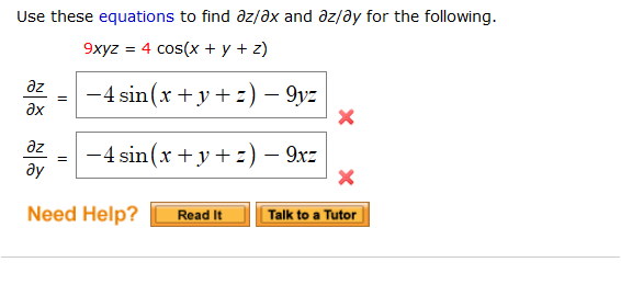Solved Use these equations to find az/ax and az/ay for the | Chegg.com