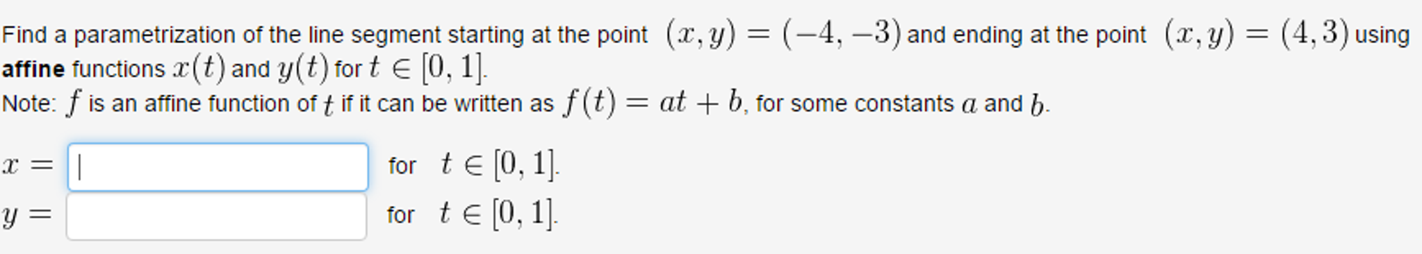 Solved Find a parametrization of the line segment starting | Chegg.com