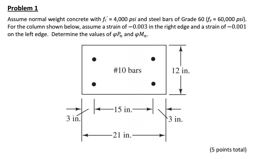 Solved Problem 1 Assume normal weight concrete with fc = | Chegg.com