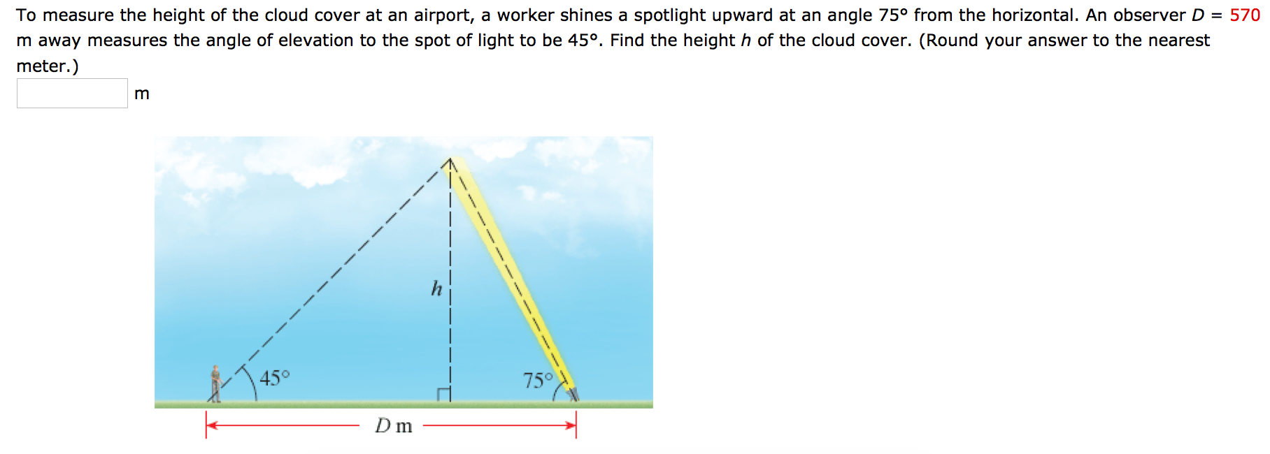 Solved To measure the height of the cloud cover at an | Chegg.com