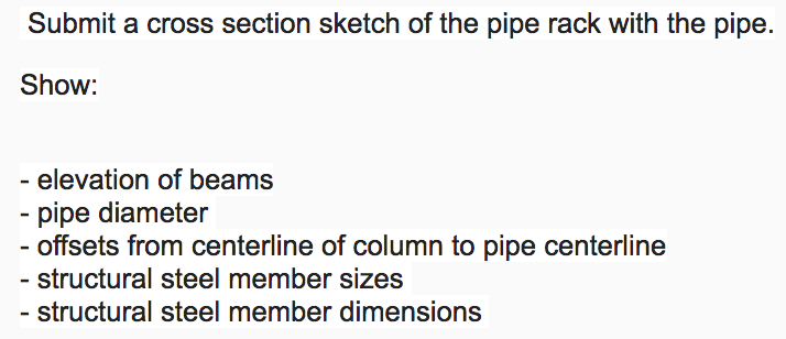 Submit a cross section sketch of the pipe rack with | Chegg.com