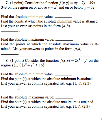 Solved Consider the function f (x, y) xy-7y-49x+343 on the | Chegg.com