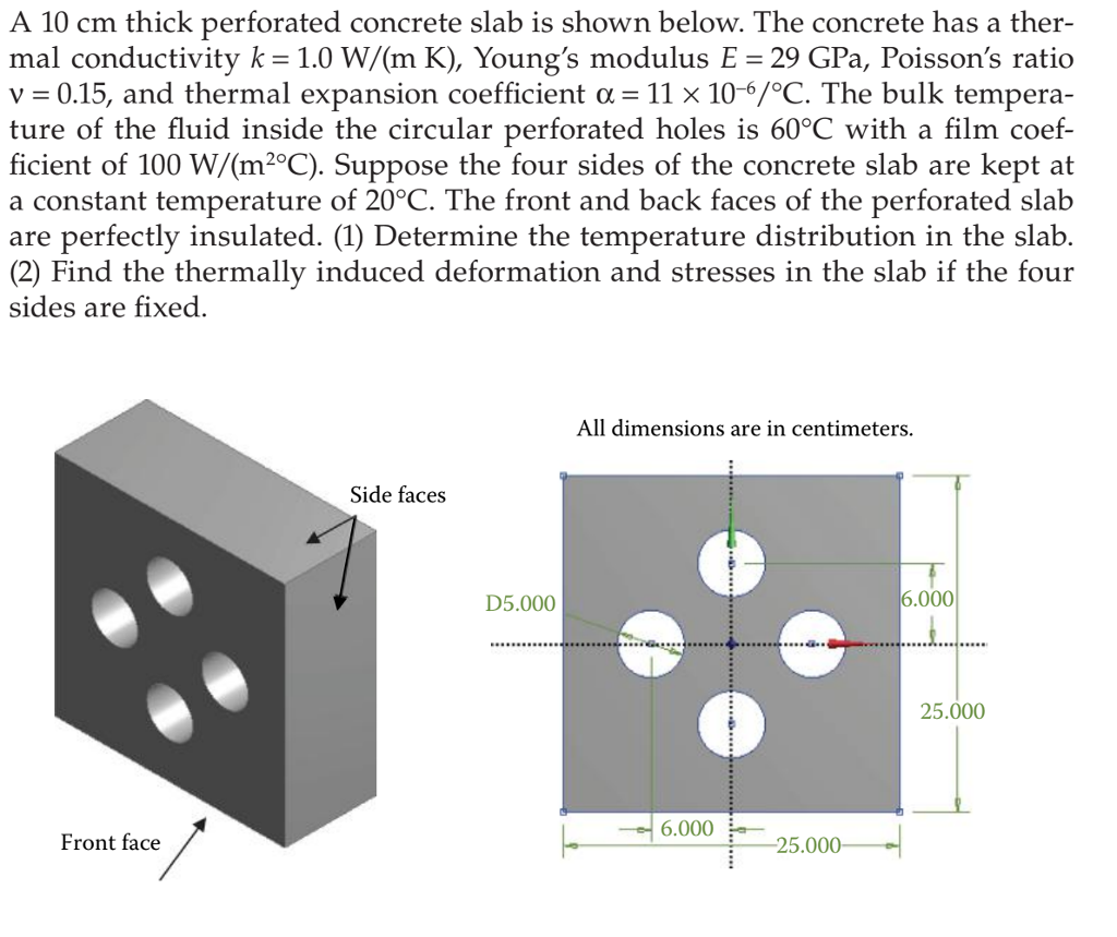 Solved A 10 cm thick perforated concrete slab is shown | Chegg.com
