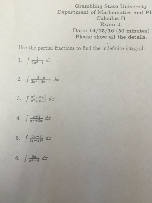 Solved Use the partial fractions to find the indefinite | Chegg.com