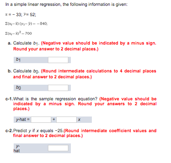 Solved In a simple linear regression, the following | Chegg.com