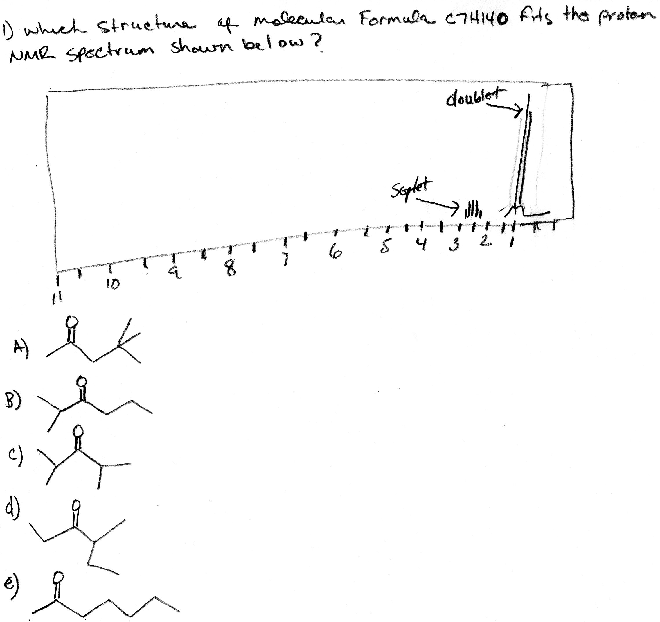 Solved which structure of molecular formula C7H140 fits the | Chegg.com