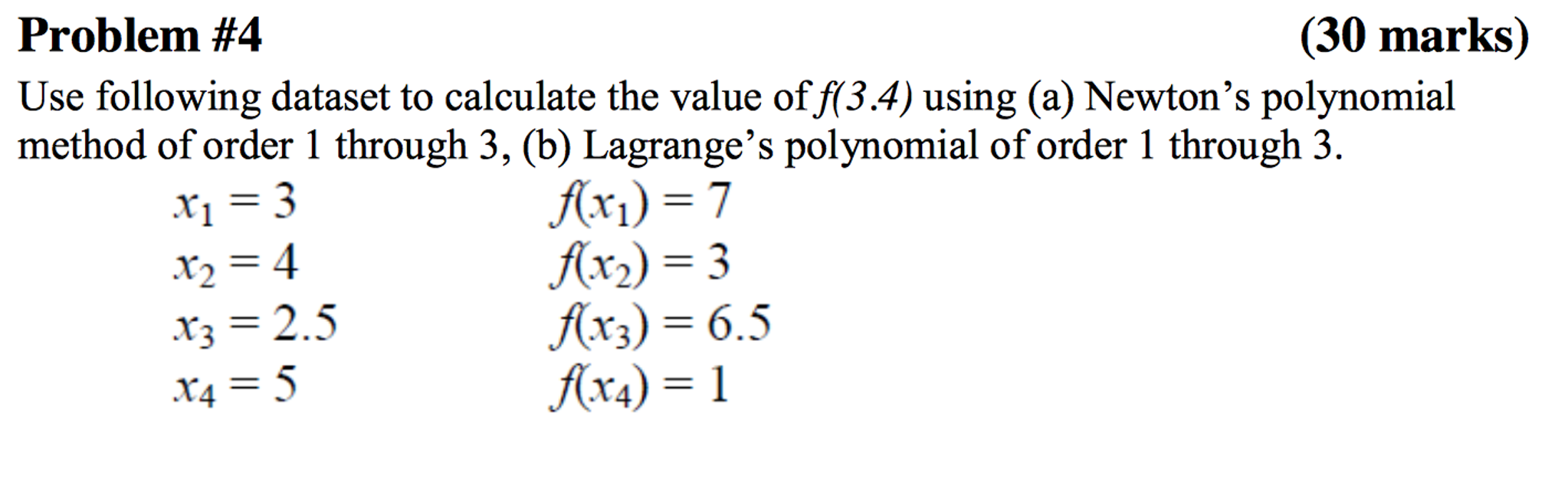 Solved Use following dataset to calculate the value of | Chegg.com