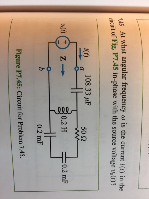Solved At what angular frequency omega is the current i(t) | Chegg.com