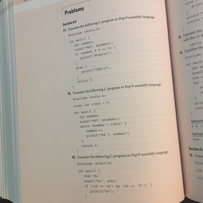Solved Please do 11-15 Pep/9 Assembly Language only. | Chegg.com