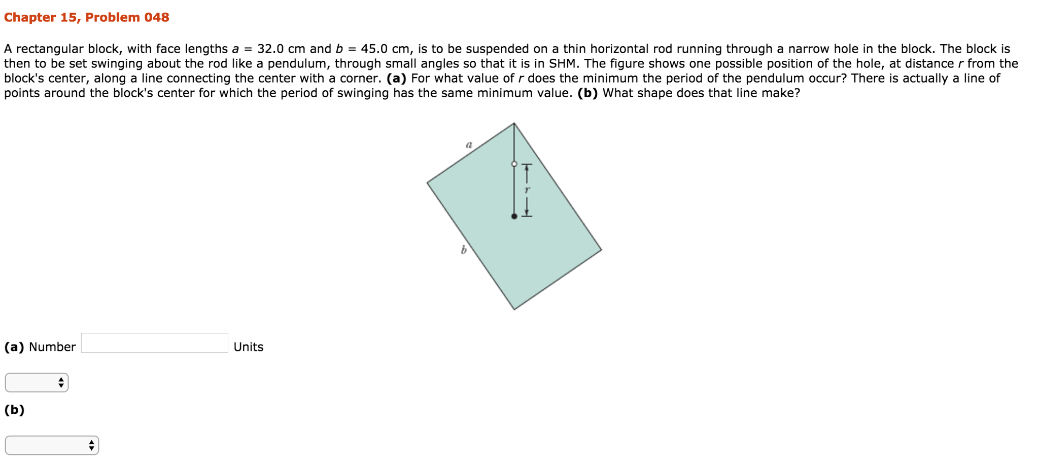 Solved A rectangular block, with face lengths a = 32.0 cm | Chegg.com