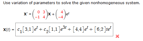 Solved Use variation of parameters to solve the given | Chegg.com