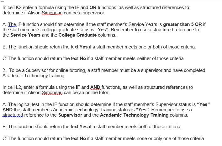 Solved In cell K2 enter a formula using the IF and OR | Chegg.com
